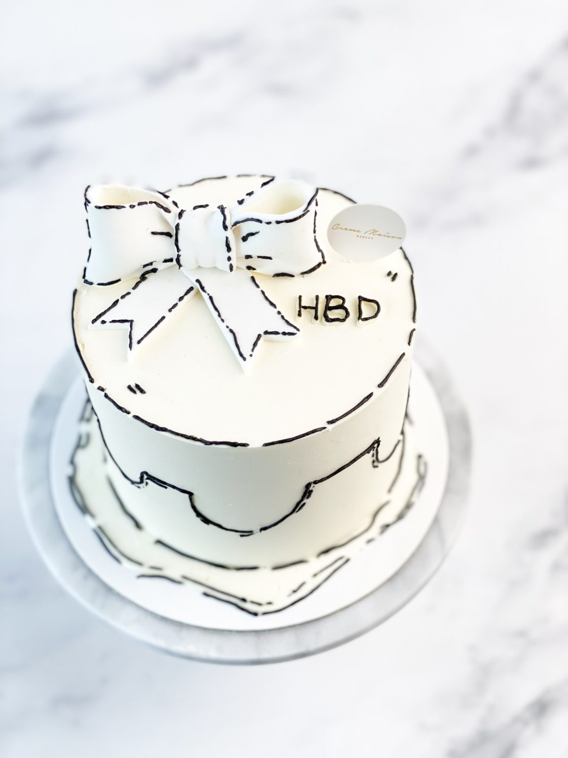 2D Ribbon Gift Comic Cake - Creme Maison Bakery