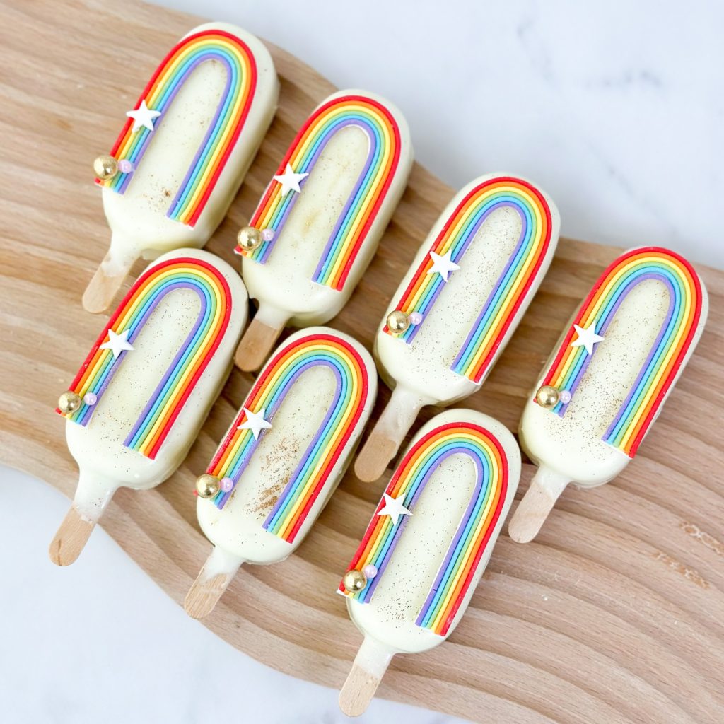 Over the Rainbow Cake Popsicles - Creme Maison Bakery