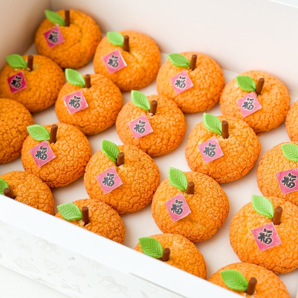 CNY Mandarin Orange Creme Puffs - Creme Maison Bakery